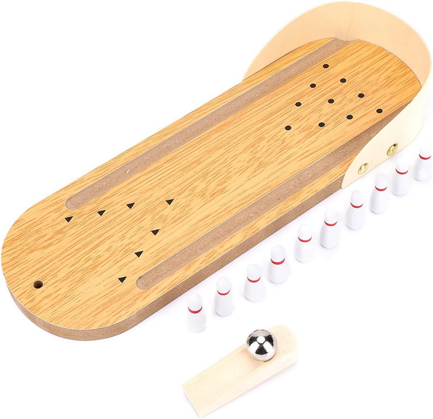Mini Bowling Game Set - Tabletop Wooden Bowling Toy with 10 Pins and ...
