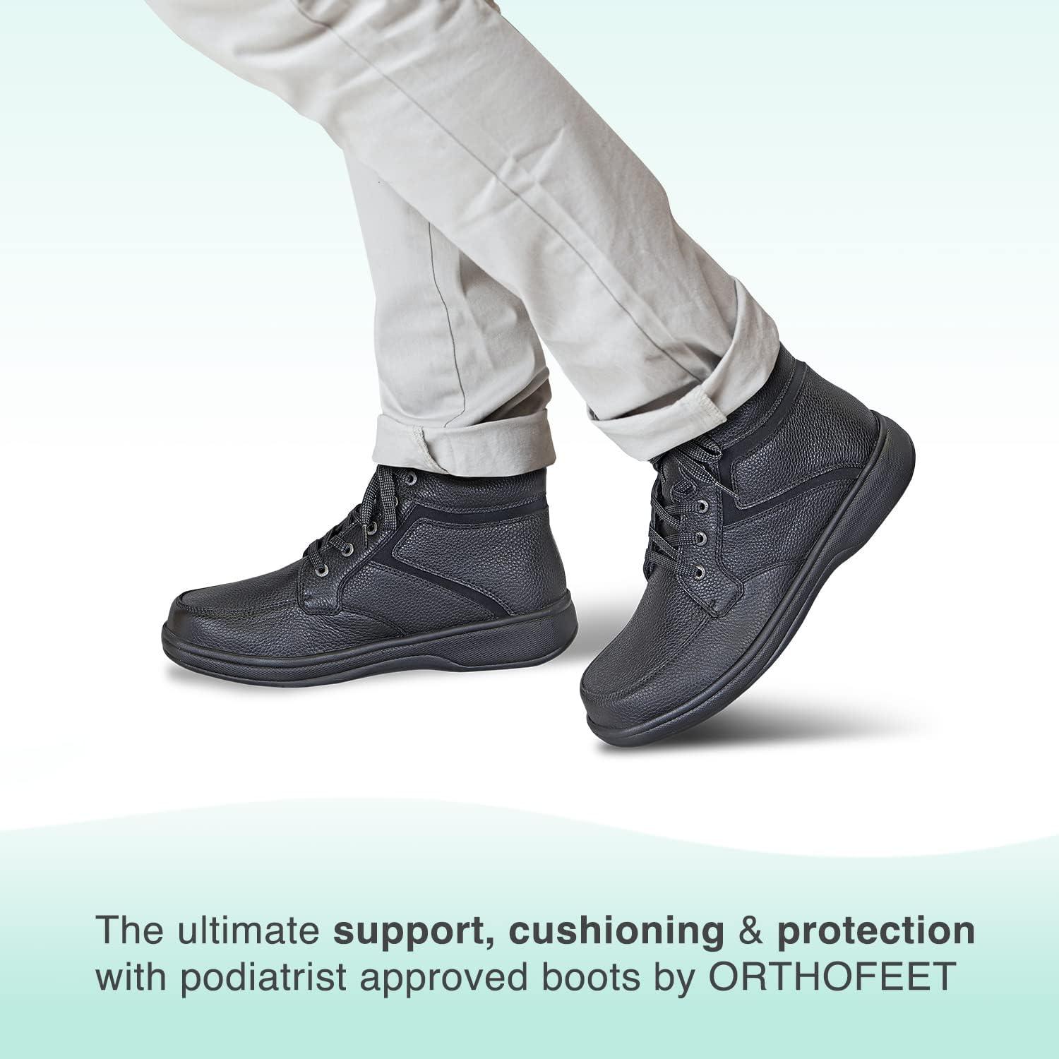 Orthofeet Men's Orthopedic Boots for Plantar Fasciitis Relief - Arch ...