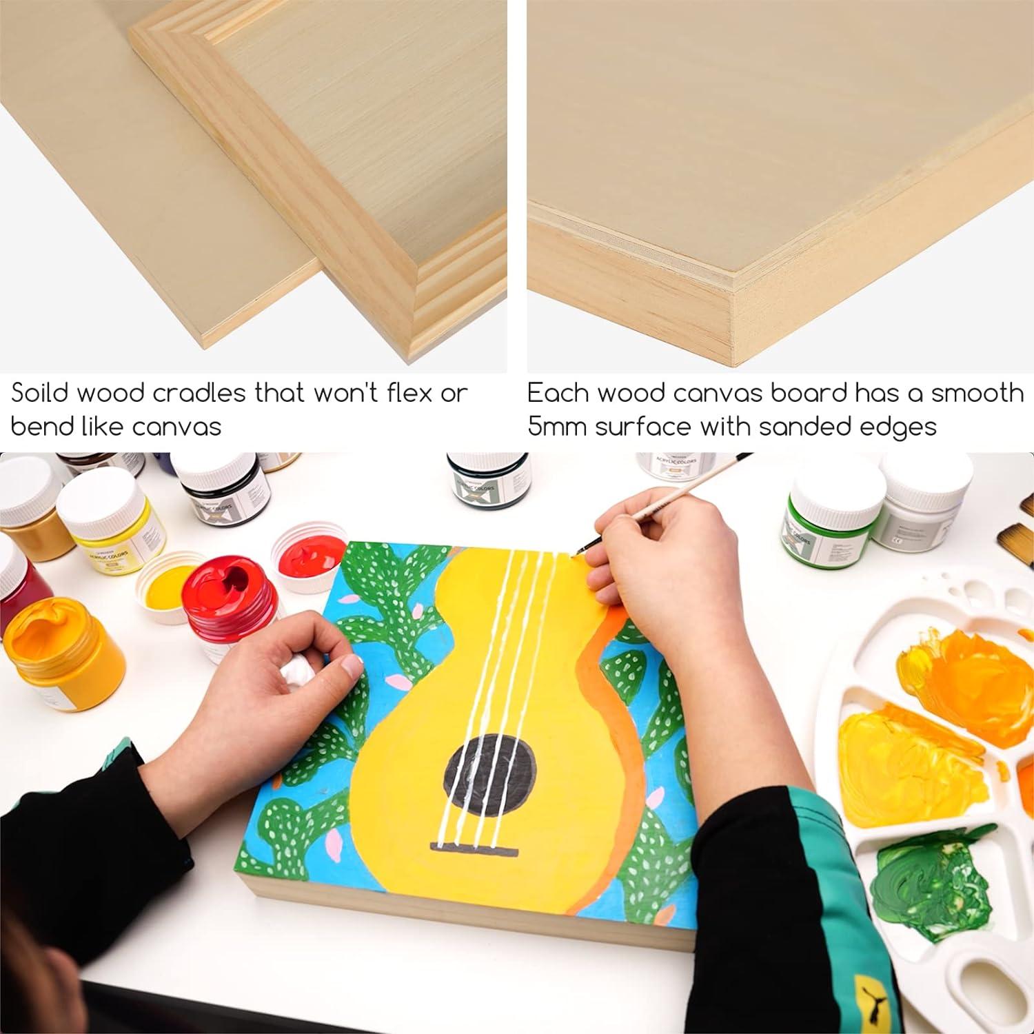 MEEDEN 9x12 Inch Wood Canvas Panels - 5 Pack of Birch Wood Painting ...