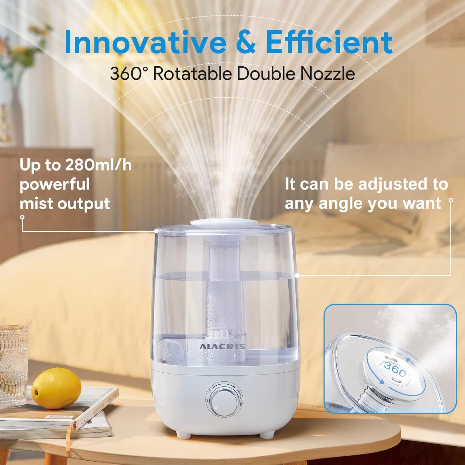 ALACRIS 4L Large Cool Mist Humidifier for Bedroom & Baby Room | Ultra ...