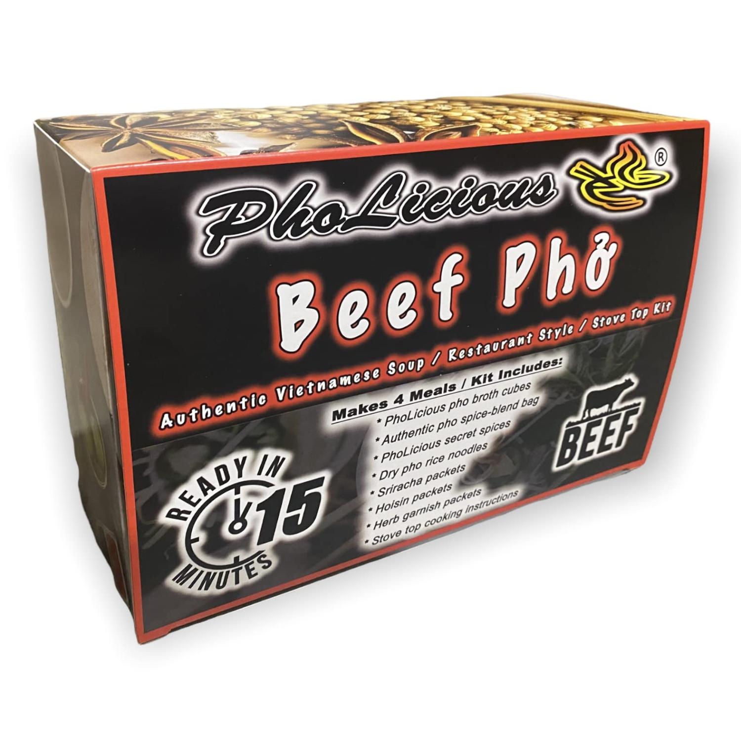 Pholicious Beef Pho (Pho Bo) - Authentic Vietnamese Soup Kit - Serves 4 ...