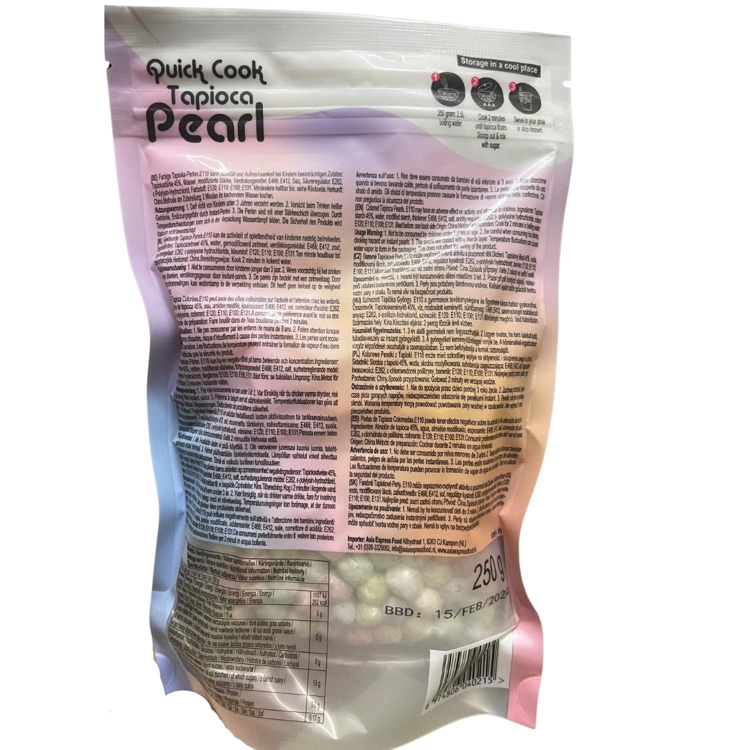 WEJEE Quick Cooking Tapioca Pearls - 250g Colorful 1-Pack for ...