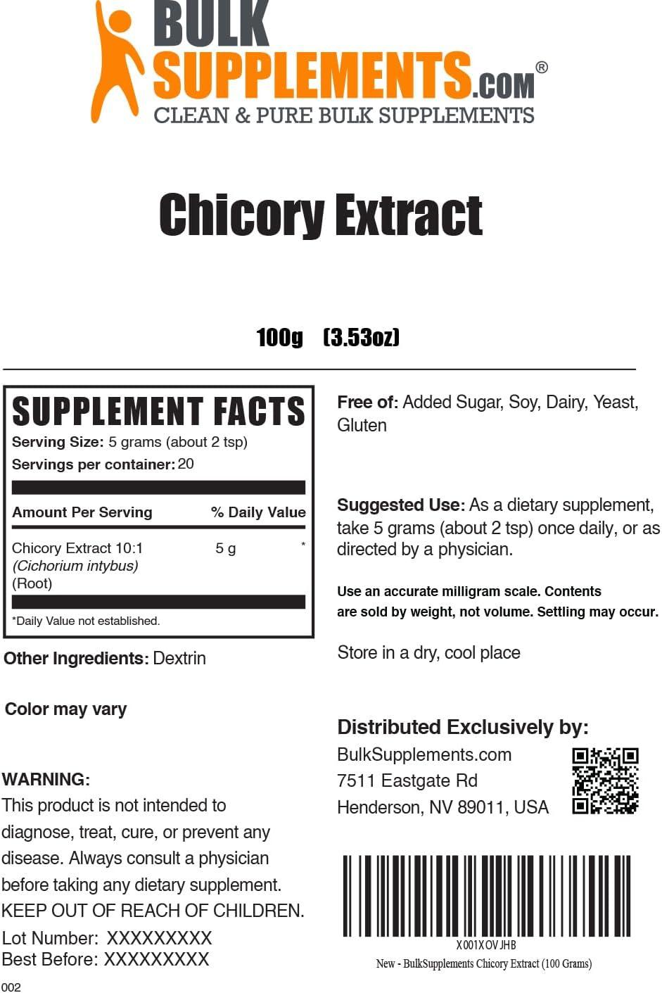 Chicory Root Fiber Powder - 100g - Gut Health & Prebiotic Fiber ...
