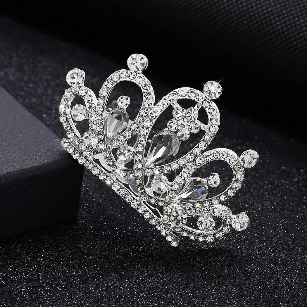 Brinie Mini Blue Crystal Tiara Bridal Hair Comb Clip - Princess Crown ...