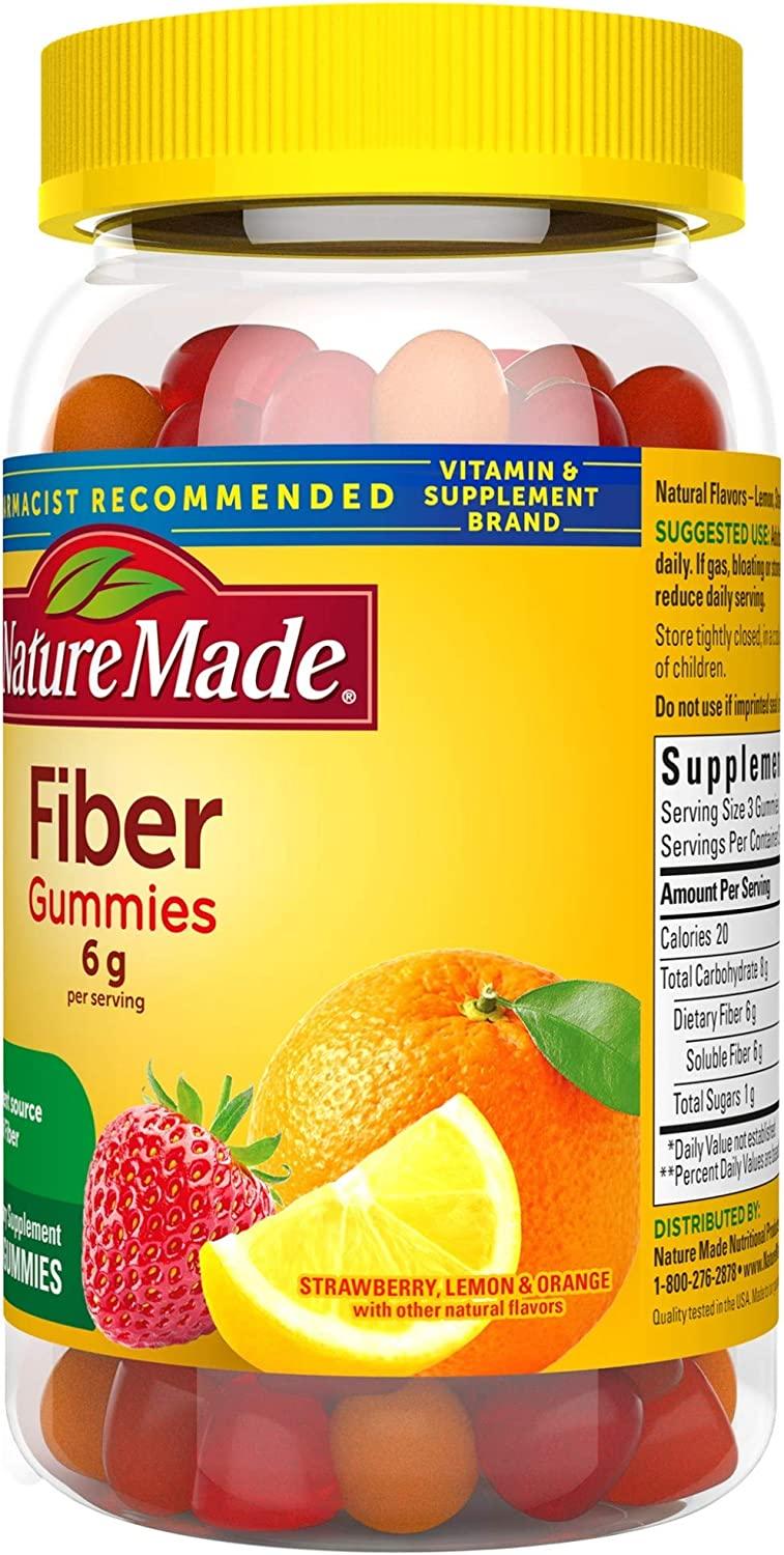 Nature Made Fiber 6g Gummies - 90 Count for Digestive Health Support ...