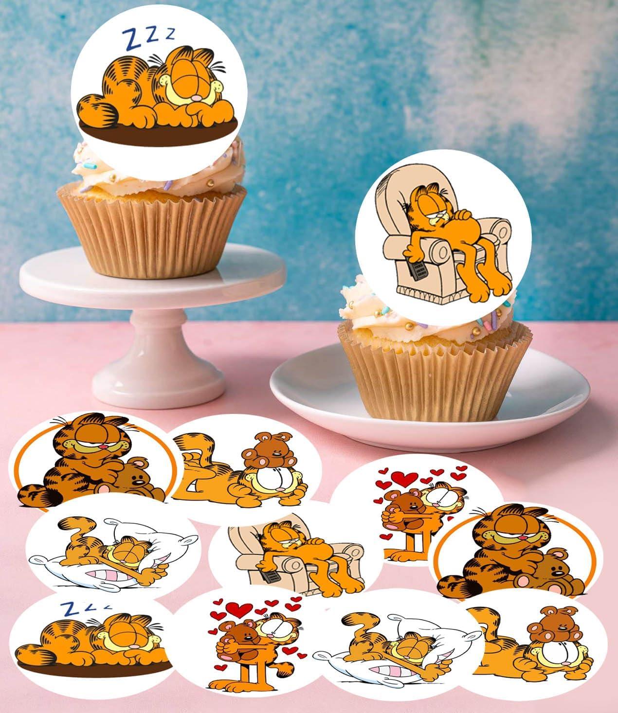 Pre-Cut Garfield 2B Edible Stand up Wafer Paper Cupcake Toppers Cake ...