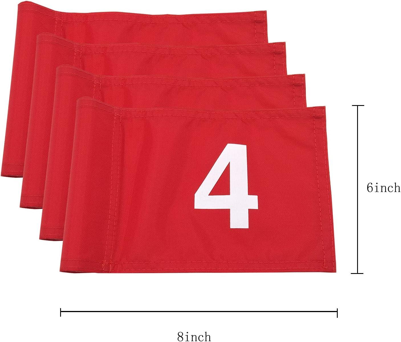 Set of 4 Red Numbered Solid Golf Flags - 8L x 6H Mini Putting Green ...