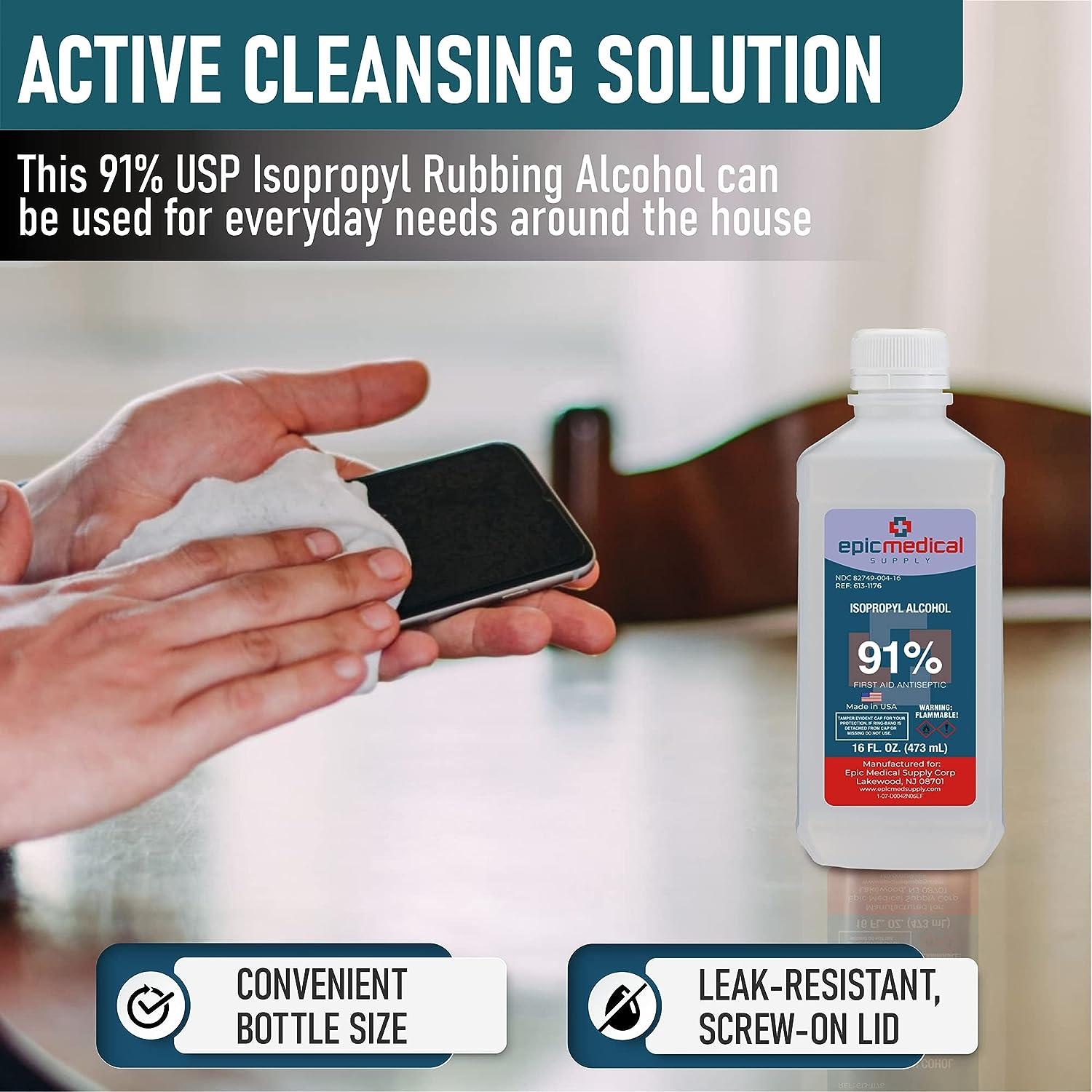 2-Pack Isopropyl Alcohol 91% 16 oz. Bottle Multipurpose Antiseptic for ...