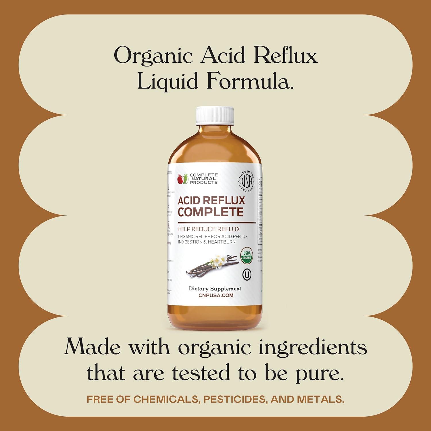 Organic Acid Reflux Relief Liquid 8oz - Natural Heartburn & GERD Remedy ...