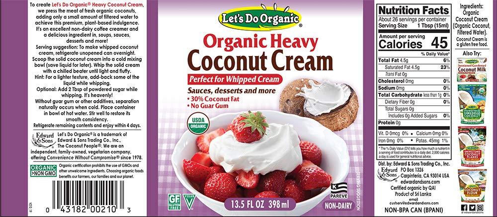Organic Heavy Coconut Cream - 13.5 oz Can | Letâ€™s Do Organic | Buy ...