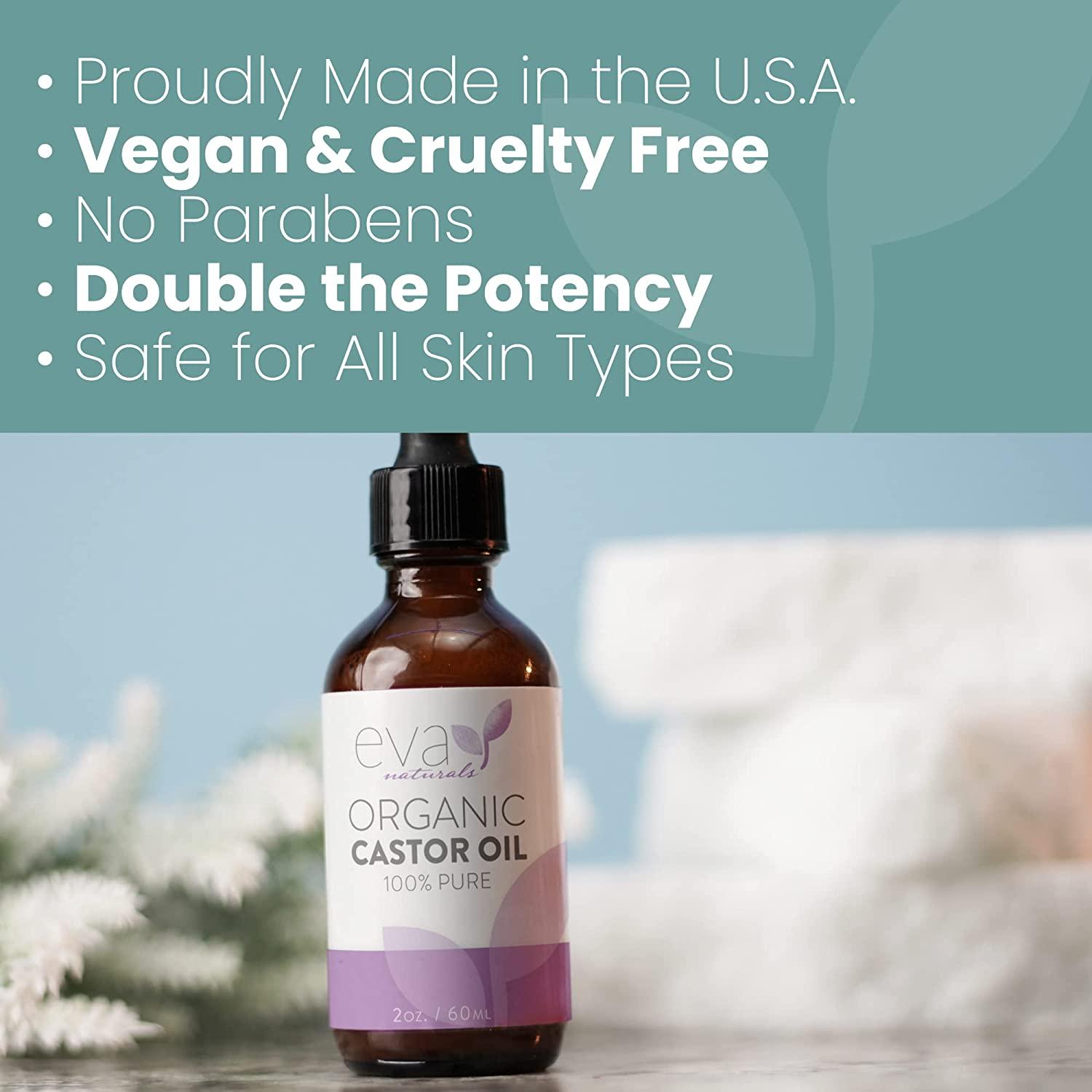 Eva Naturals Organic Castor Oil (60ml) - Promotes Hair, Eyebrow, and ...