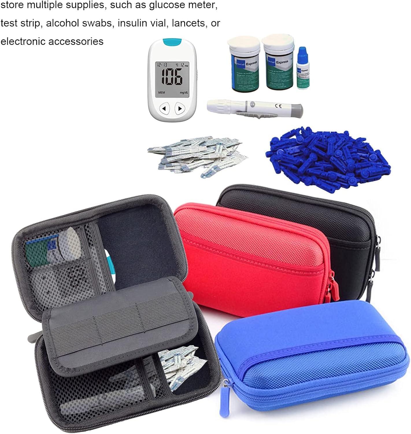 Diabetic Travel Case Glucose Meter Organizer - Small Hard Shell, Blue ...