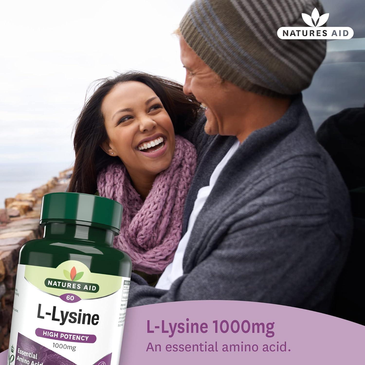 Natures Aid L-Lysine 1000mg Vegan 60 Tablets - High Potency Essential Amino Acid | Buy Now with ...
