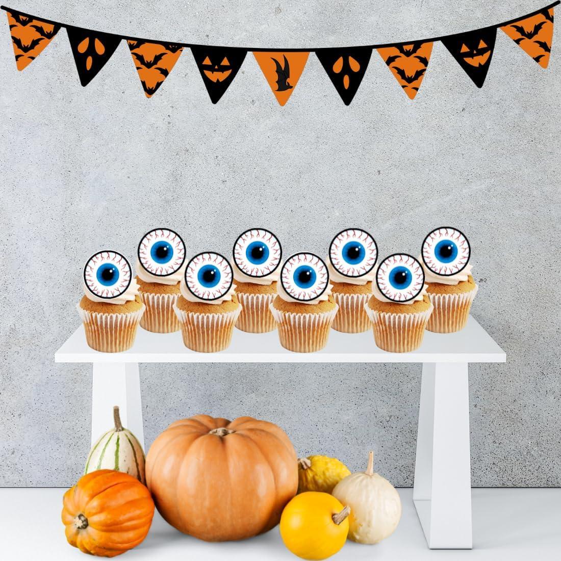 PRECUT Eyeball Cupcake Toppers Eyeballs Edible Cake Decorations Edible ...