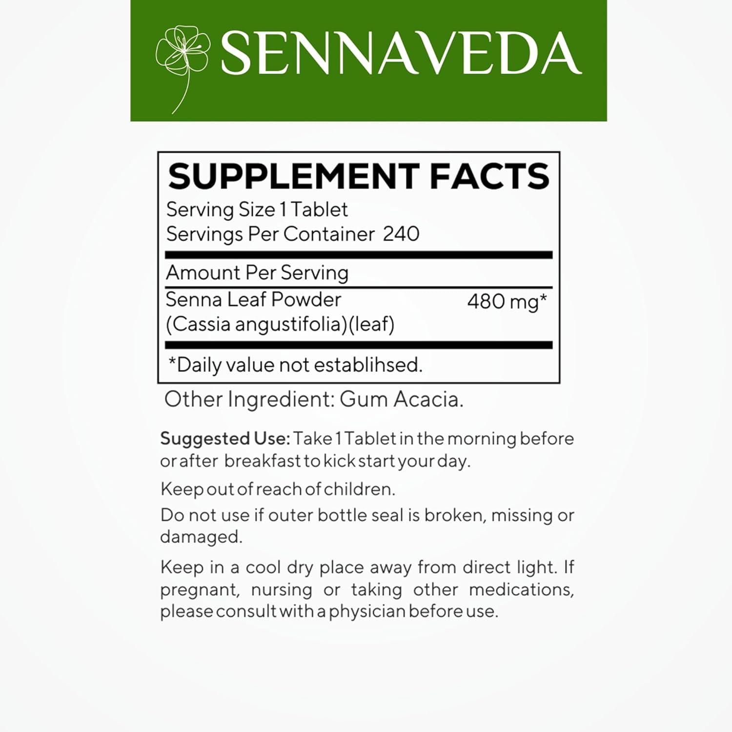 Sennaveda Senna Tablets 240 ct | Natural Laxatives for Digestive Health ...