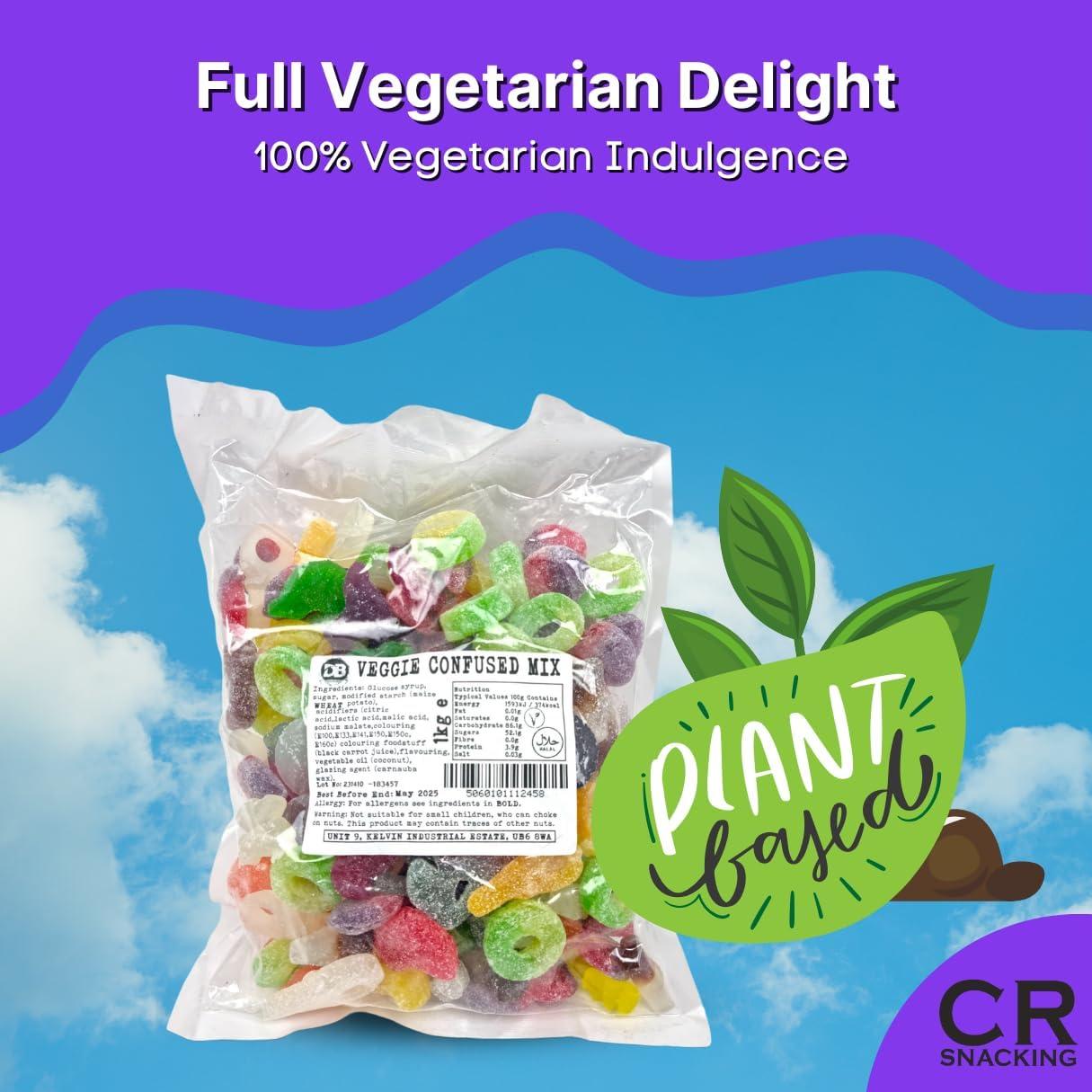 VEGETARIAN CONFUSED PICK & MIX SWEETS (1kg) - 15 Varieties Fizzy Sour ...