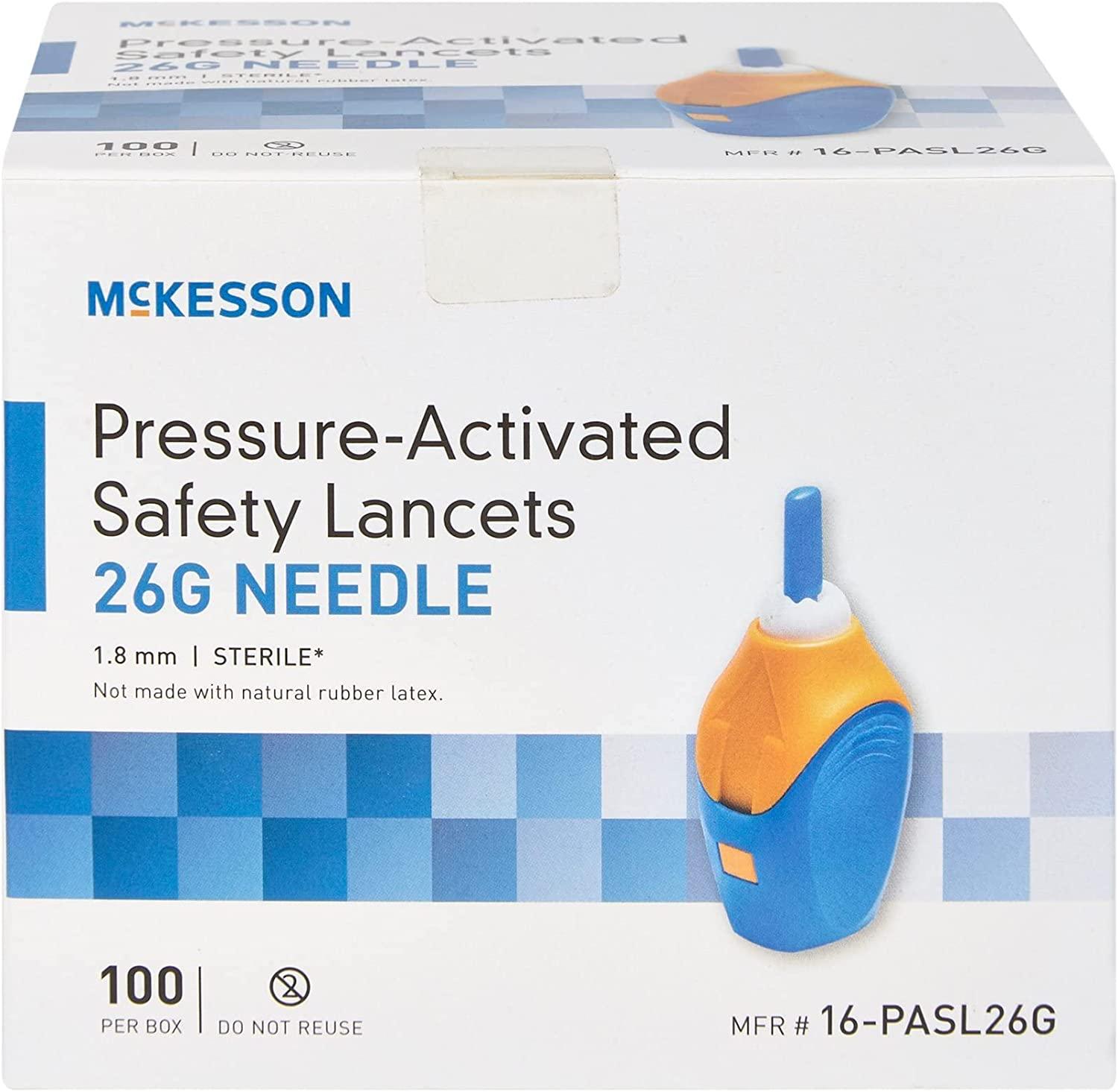 McKesson Safety Lancets 26G Needle 1.8mm 100ct Sterile - Pressure ...