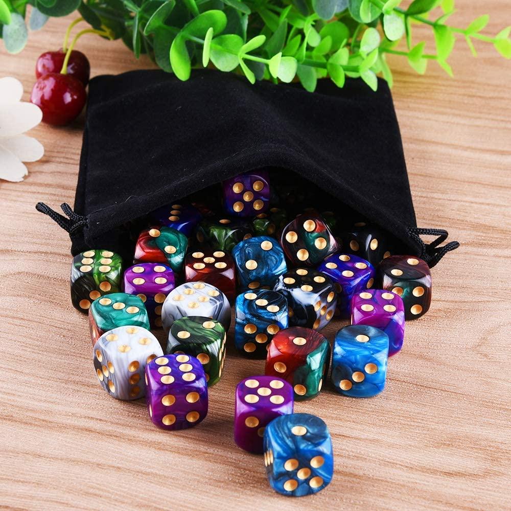AUSTOR 50 Pieces 6 Sided Game Dice Set - 5 Two Tone Colors with Gold ...