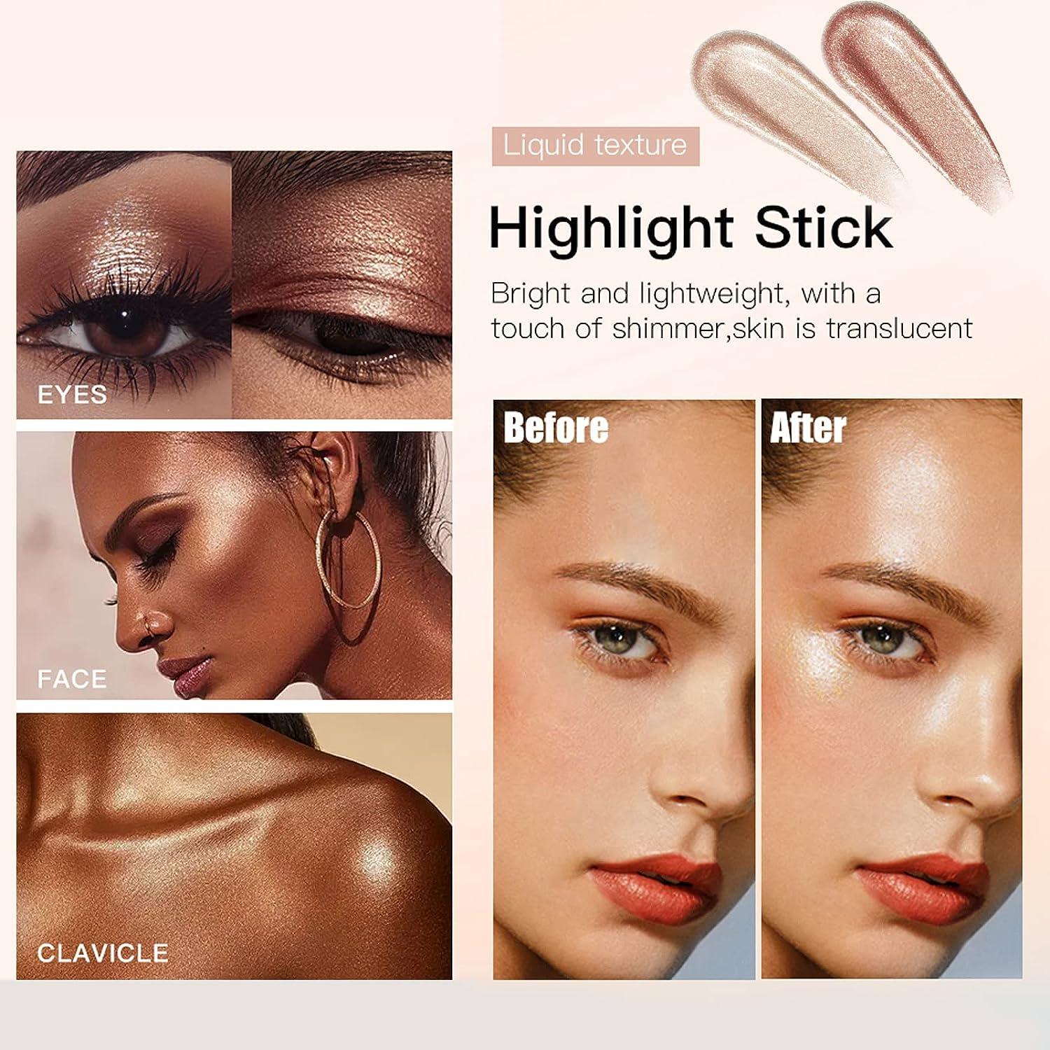 Silky Waterproof Liquid Highlighter Stick for Face & Cheeks - Natural ...