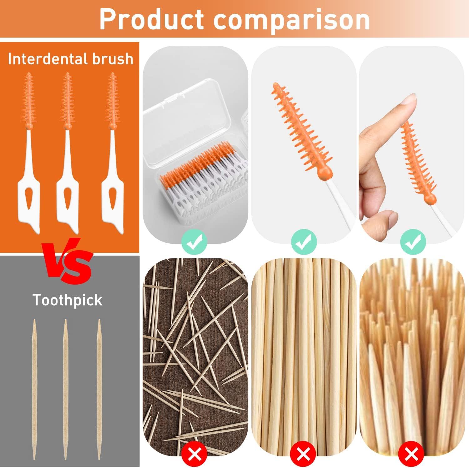 Dual-Use Interdental Brushes & Silicone Tooth Floss Picks - 120 Pack ...