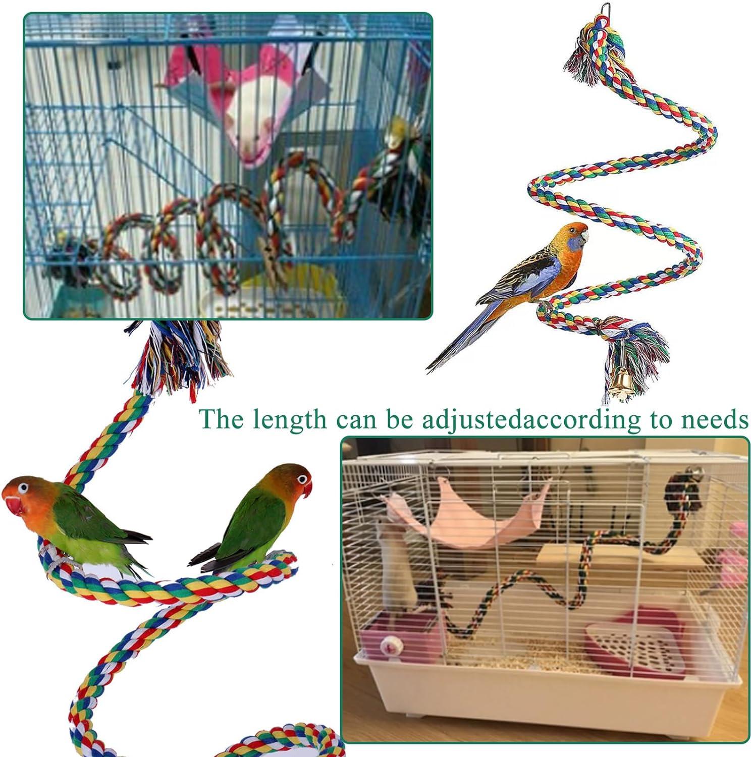 Parrot Perch Spiral Colorful Budgie Toys Cotton Rope Cockatiel Toy Bird ...