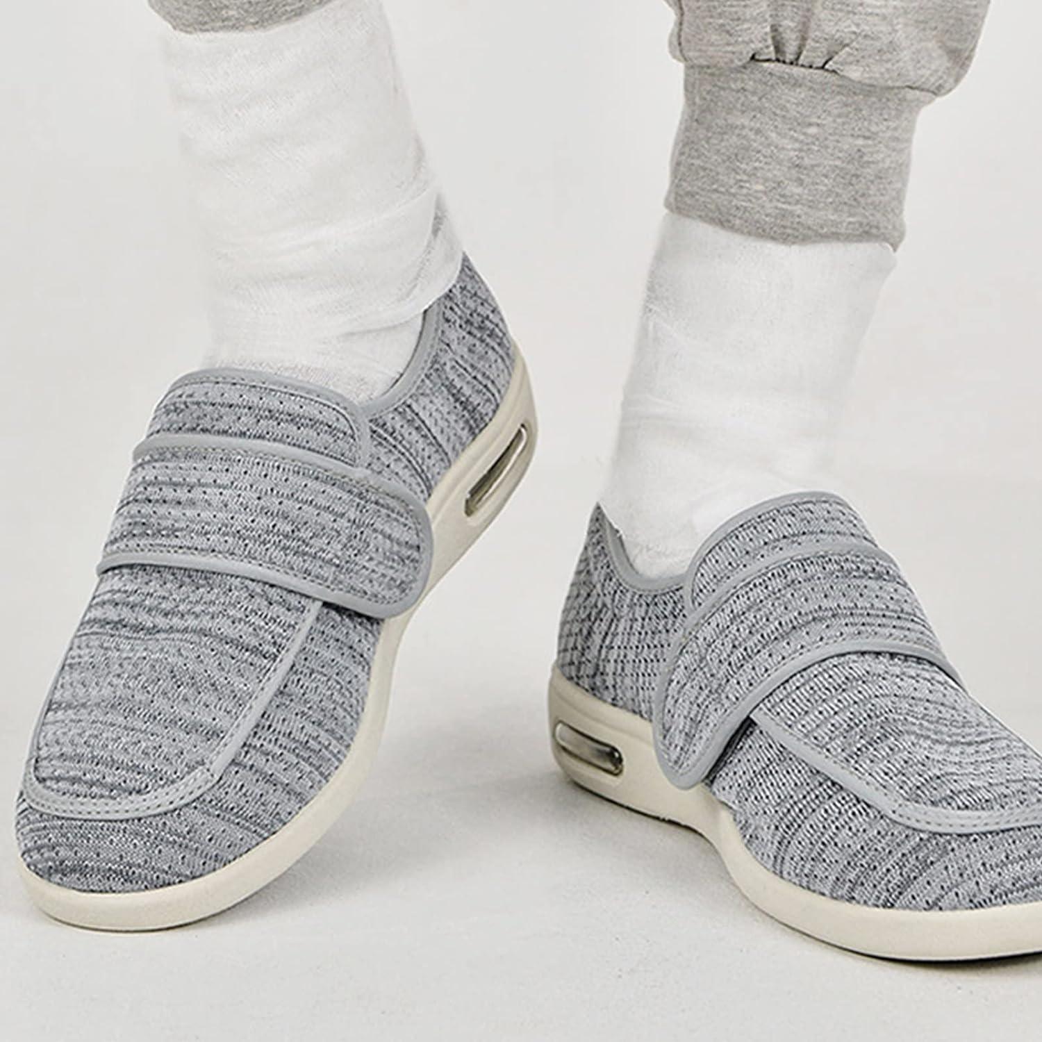 Diabetic/Edema/Lymphedema Men's Shoes | Wide Width Adjustable Closure | Light Gray | Orthopedic ...