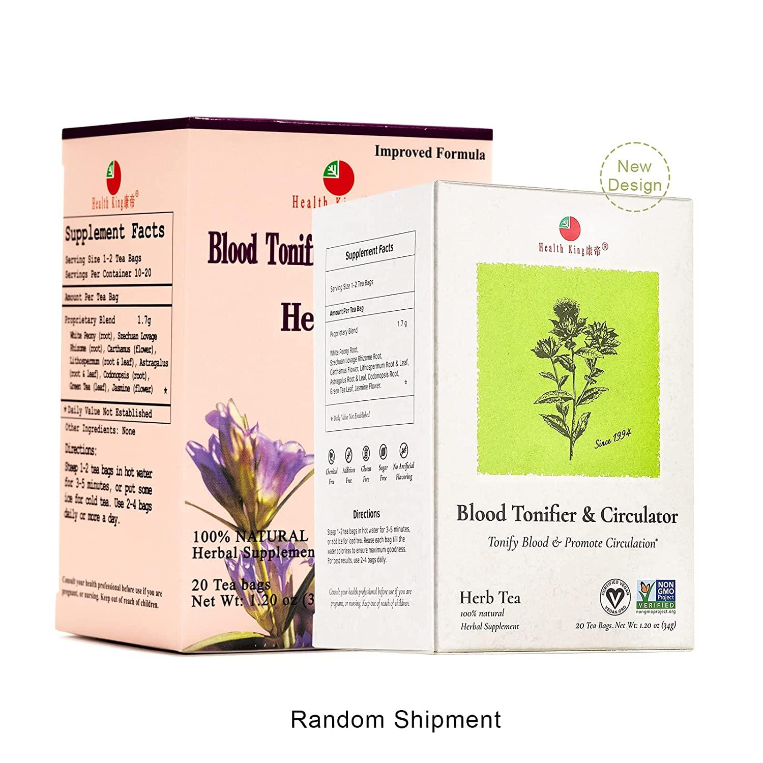 Health King Blood Tonifier & Circulator Herb Tea, Teabags, 20 Count Box