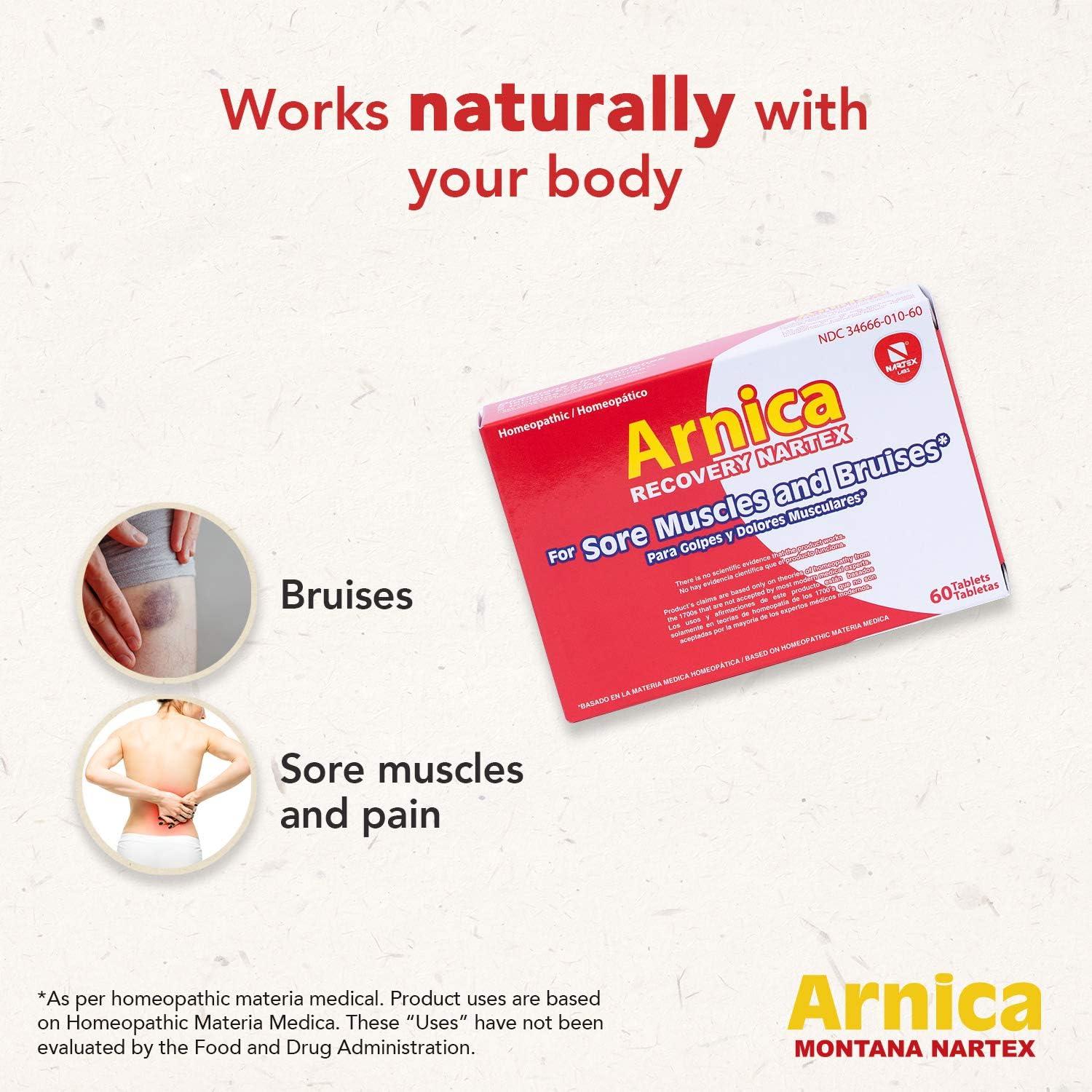 Nartex Arnica Recovery Tablets - 60 Count | Natural Relief for Sore Muscles, Bruises & Sprains ...