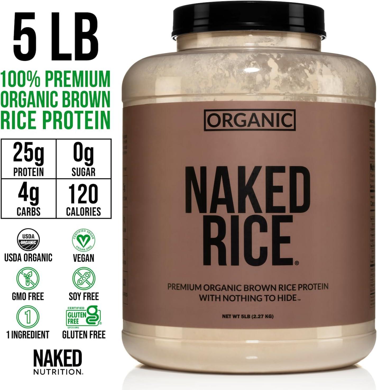 Naked Rice Organic Brown Rice Protein Powder - 5lb Bulk | GMO-Free ...