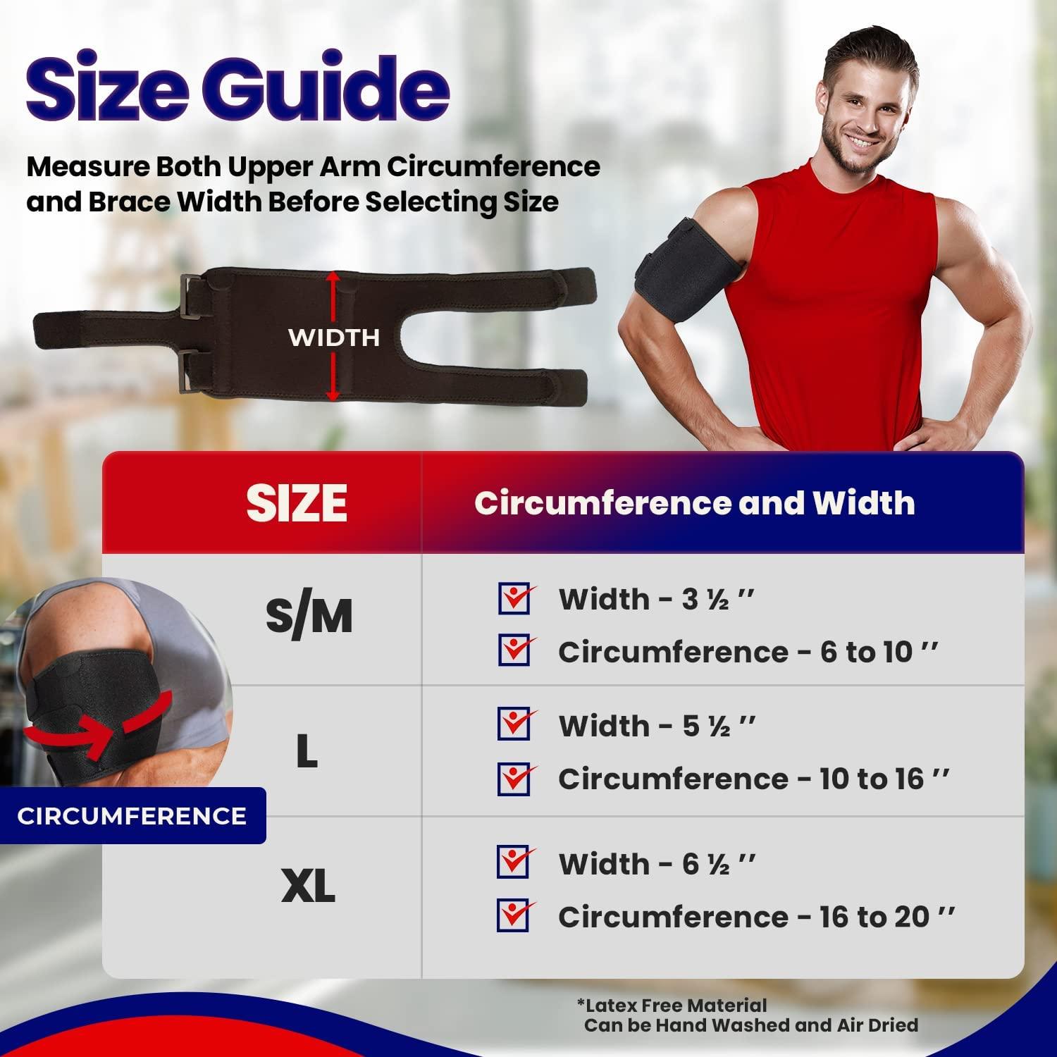 Bicep Tendonitis Brace Compression Sleeve - Large Size for Upper Arm ...