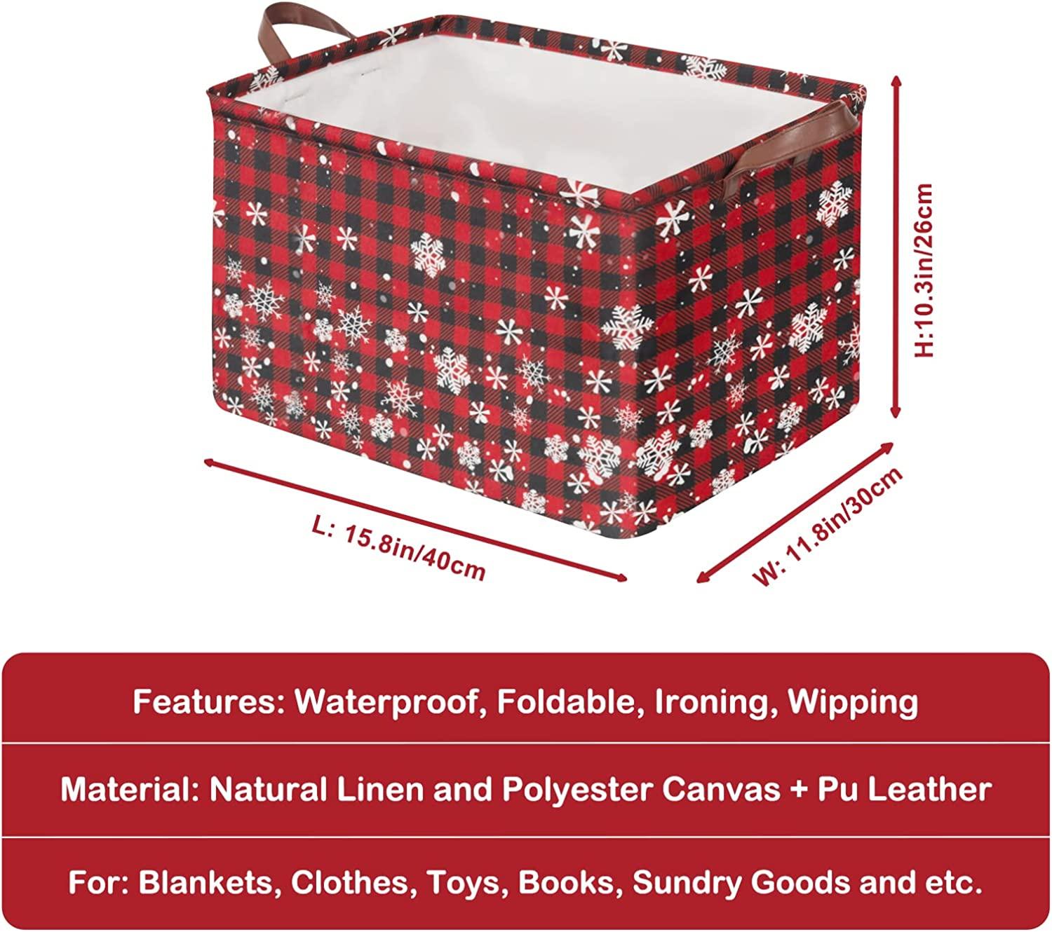 Christmas Snow Buffalo Storage Bin Basket - Collapsible Waterproof ...
