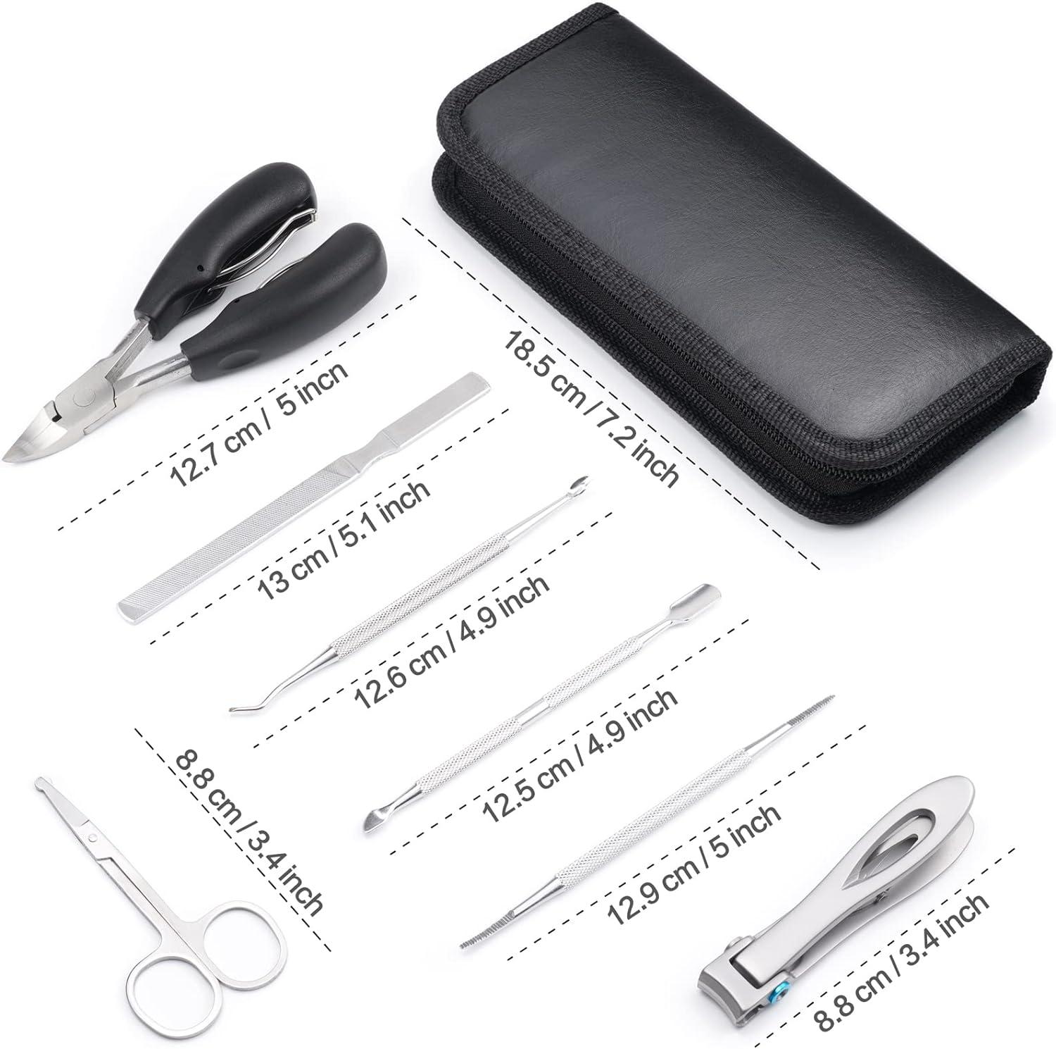 7PCS Podiatrist Toenail Clippers Set for Thick & Ingrown Nails - Stainless Steel Nail Cutter for ...