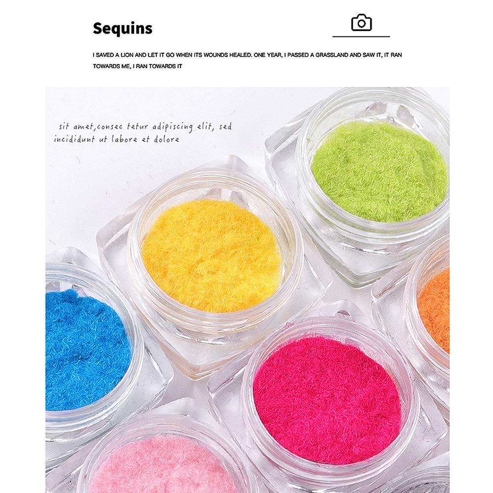 Rantoloys 12 Color Velvet Flocking Powder Set - Nail Art Glitter Polish ...