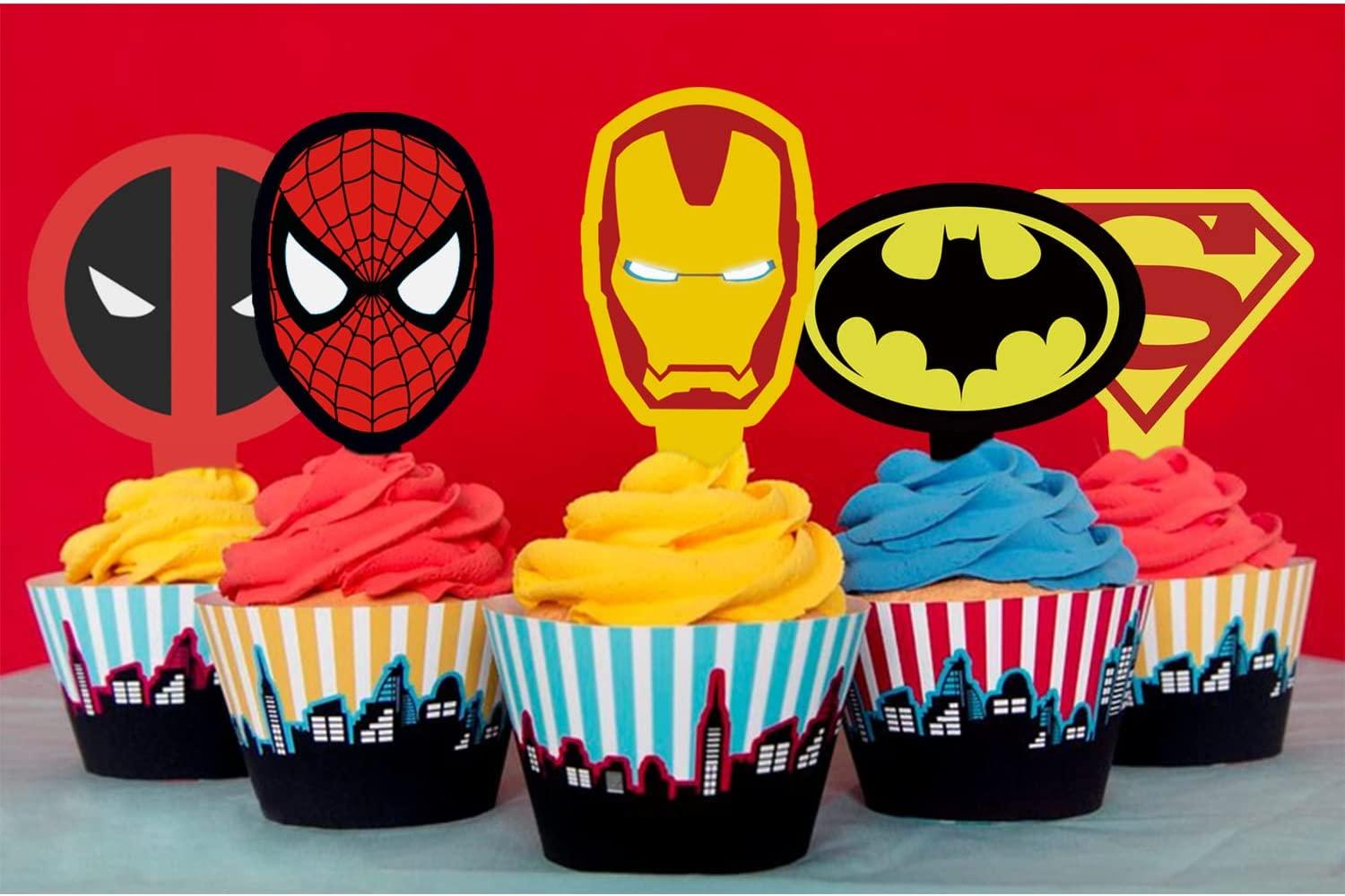 Superhero Birthday Cake Toppers Set - 17 Pieces | Party Decorations for ...