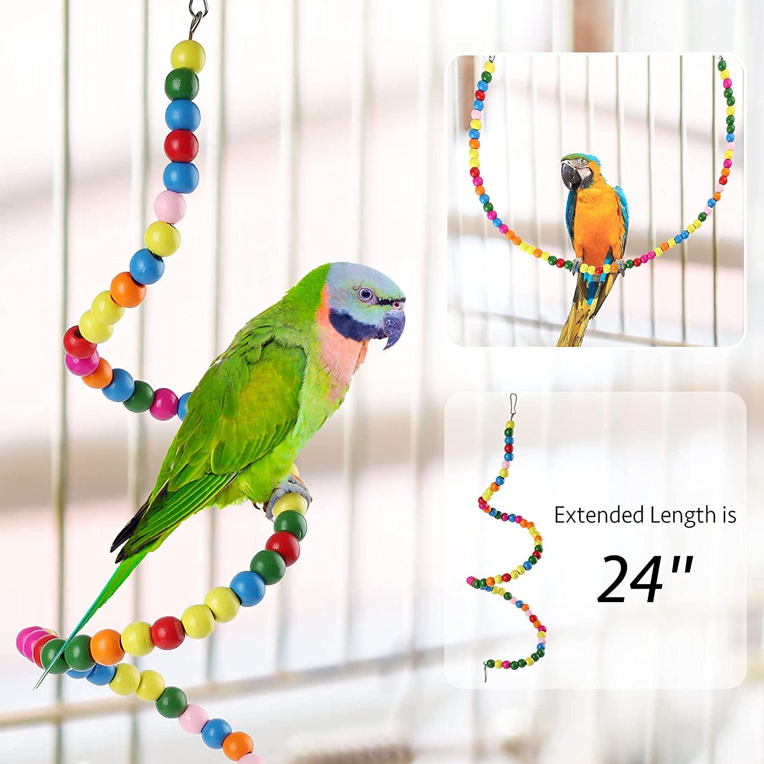 PrimePets 13-Piece Bird Parakeet Toy Set - Colorful Swing, Hanging Bell ...