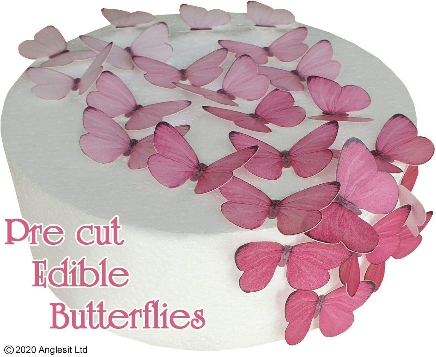 Pre-Cut Pink Butterflies Edible Rice Paper Cake Toppers - Perfect for ...