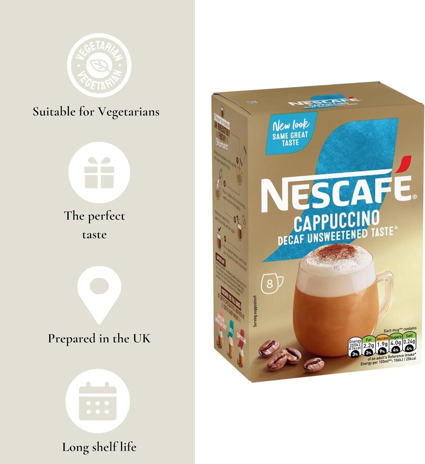 Coffee Multipack With 4x Nescafe Cappuccino Unsweetened Taste Decaf Gold Mix Coffee Boxes - 32 ...