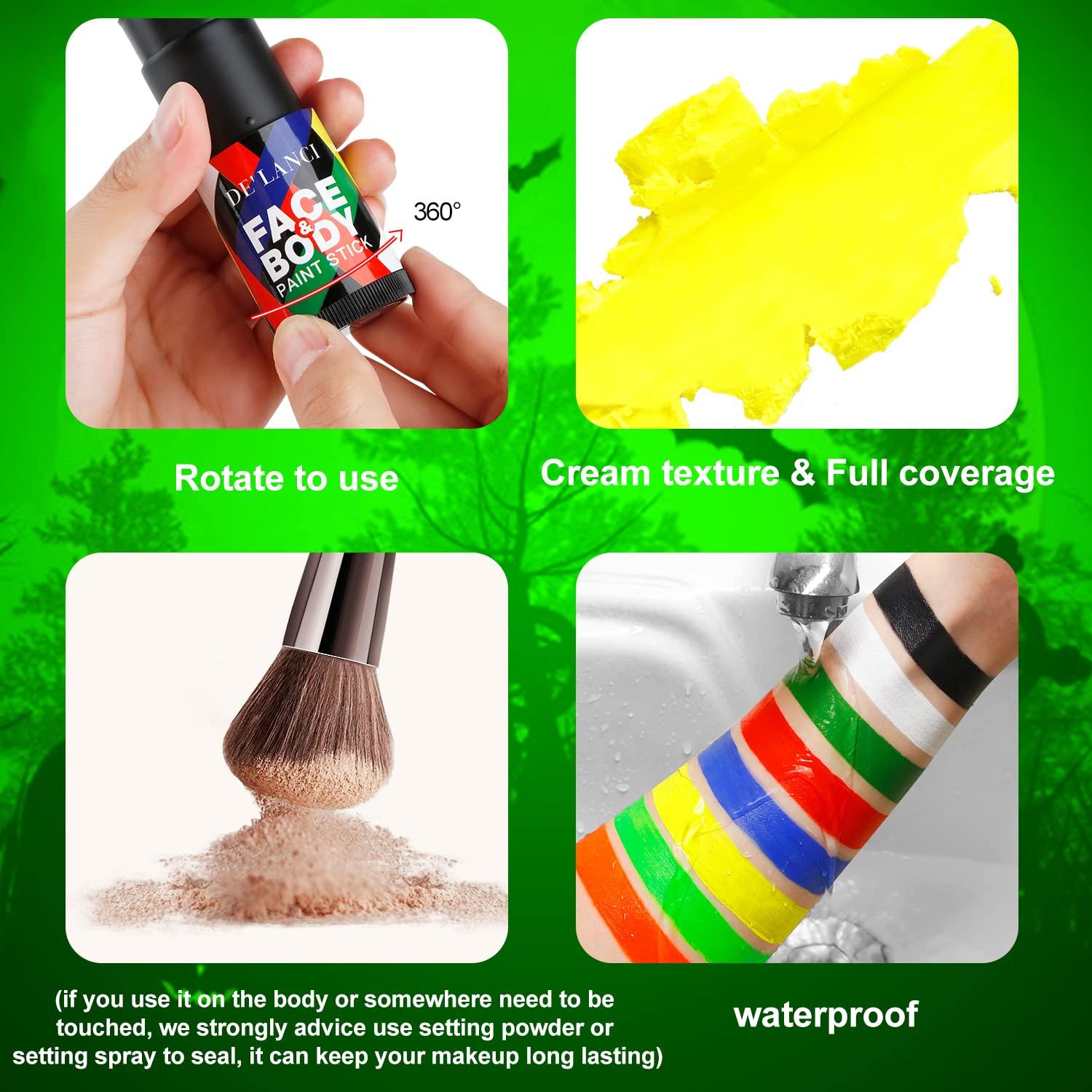 DE'LANCI Neon Yellow Face & Body Paint Stick - 22g | Professional ...