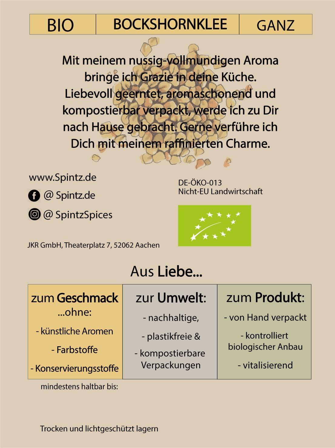 Buy Spintz Bio Bockshorn Clover Seeds 500g - Plastic-Free Vegan & 100% ...