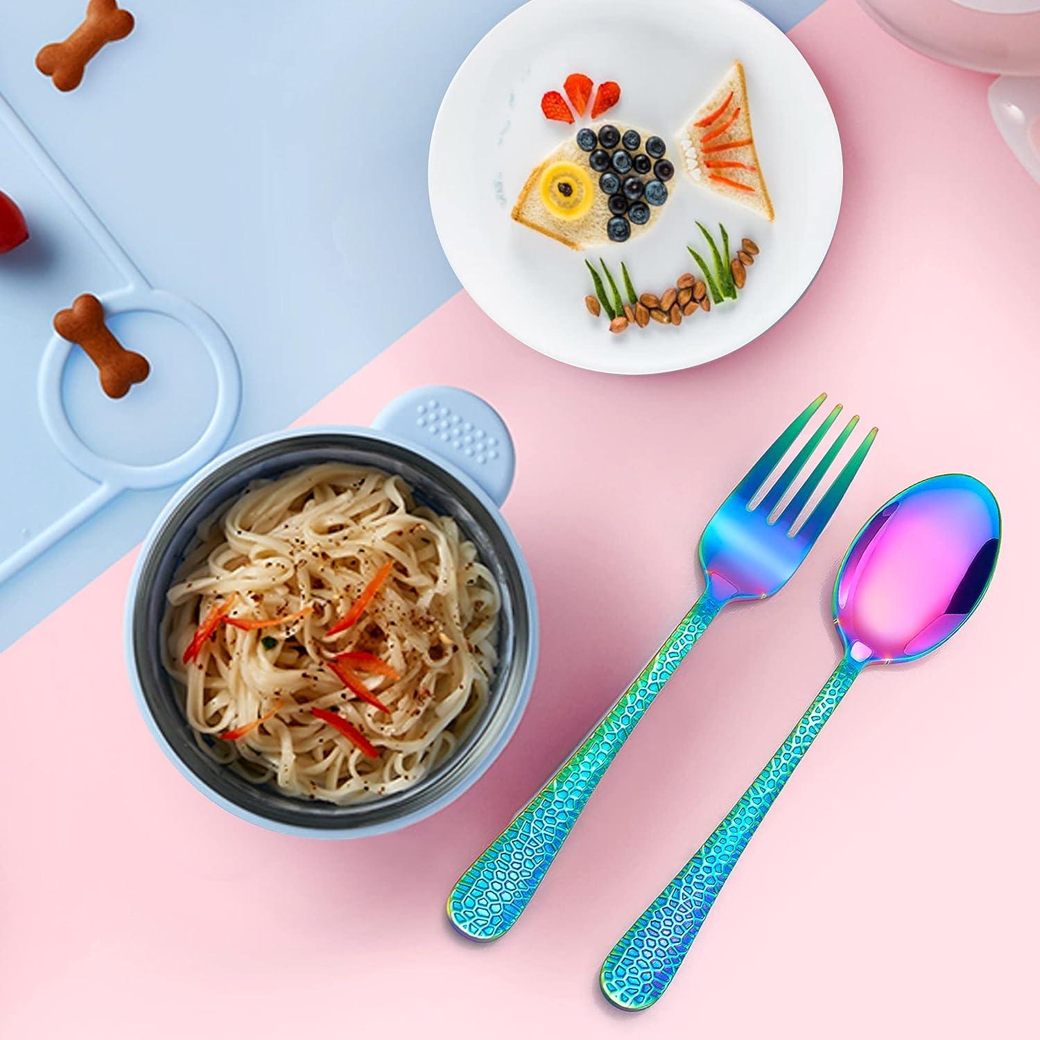 LIANYU 10-Piece Kids Rainbow Silverware Set - Stainless Steel Toddler ...