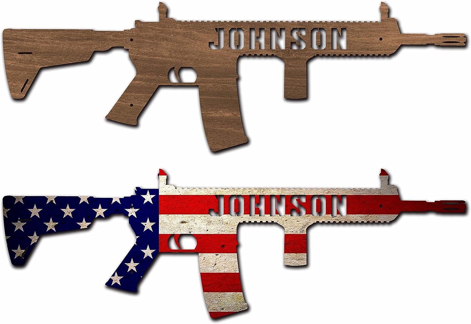 Custom Wood Laser Cut Floating Gun Sign | Personalized AR-15/M16 Decor ...