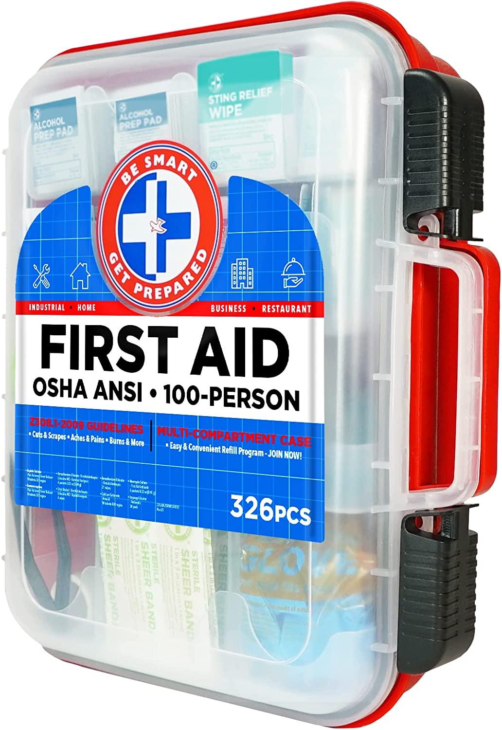 326-Piece Red Hard Case First Aid Kit - Exceeds OSHA & ANSI Guidelines ...