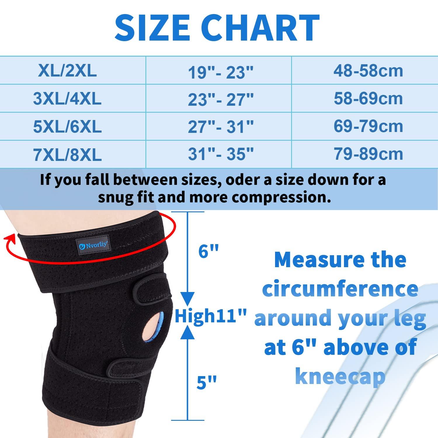Nvorliy Plus Size Adjustable Knee Brace - 3XL/4XL Black | Open Patella ...