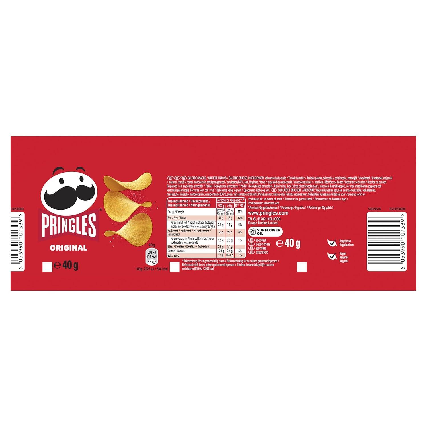 Pringles Original 12 x 40g - Irresistible Snack Classic Crisp Chips ...