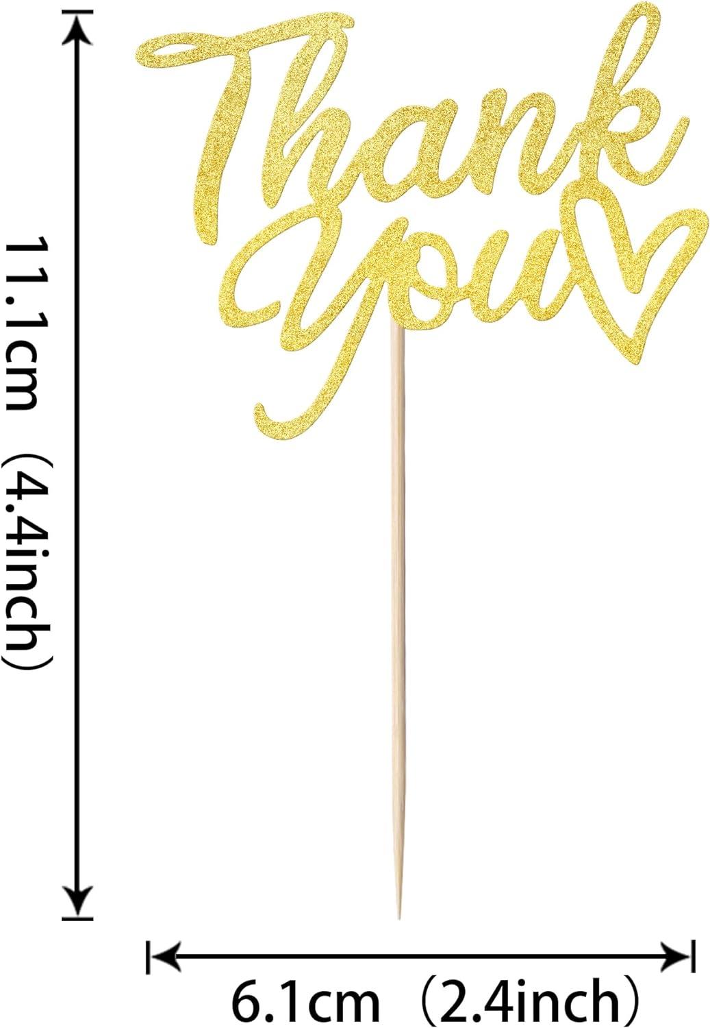 SYKYCTCY 24 Pack Thank You Cupcake Toppers Glitter Thank You Cupcake ...