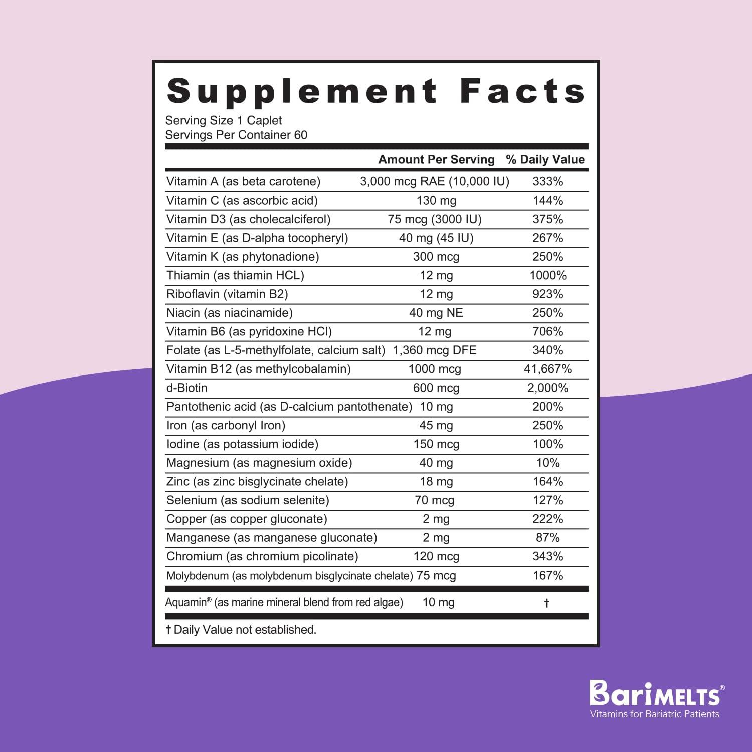 BariMelts Once Daily Bariatric Multivitamin with Iron - 2 Month Supply ...