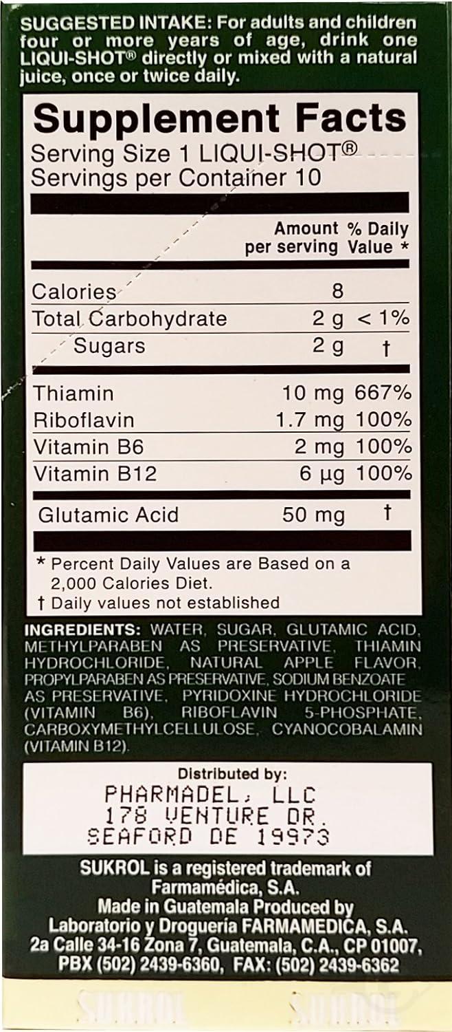 Sukrol Liquid Shot Dietary Supplement 10 Units - Multivitamin ...