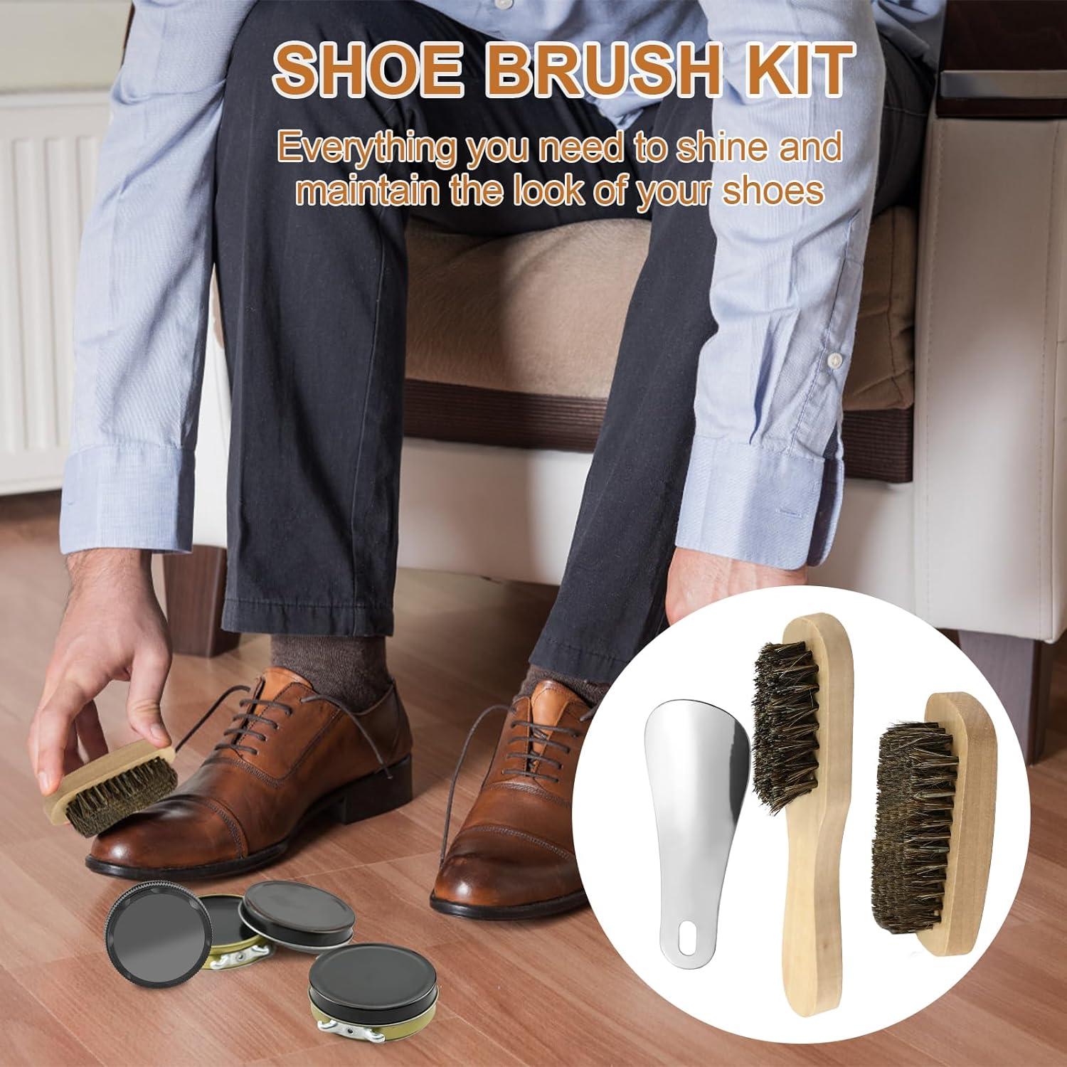 9 Piece Shoe Polish & Care Kit Leather Shoe Shine Kit with Black ...