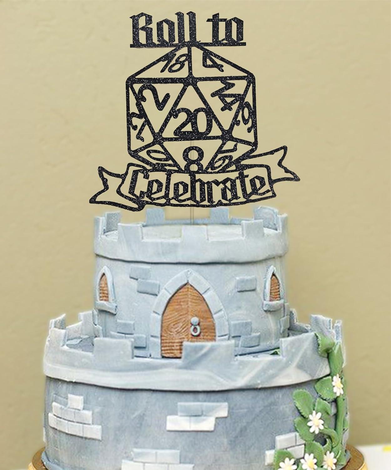 D20 Dice DnD Birthday Cake Topper DnD Theme Roll to Celebrate Cake ...