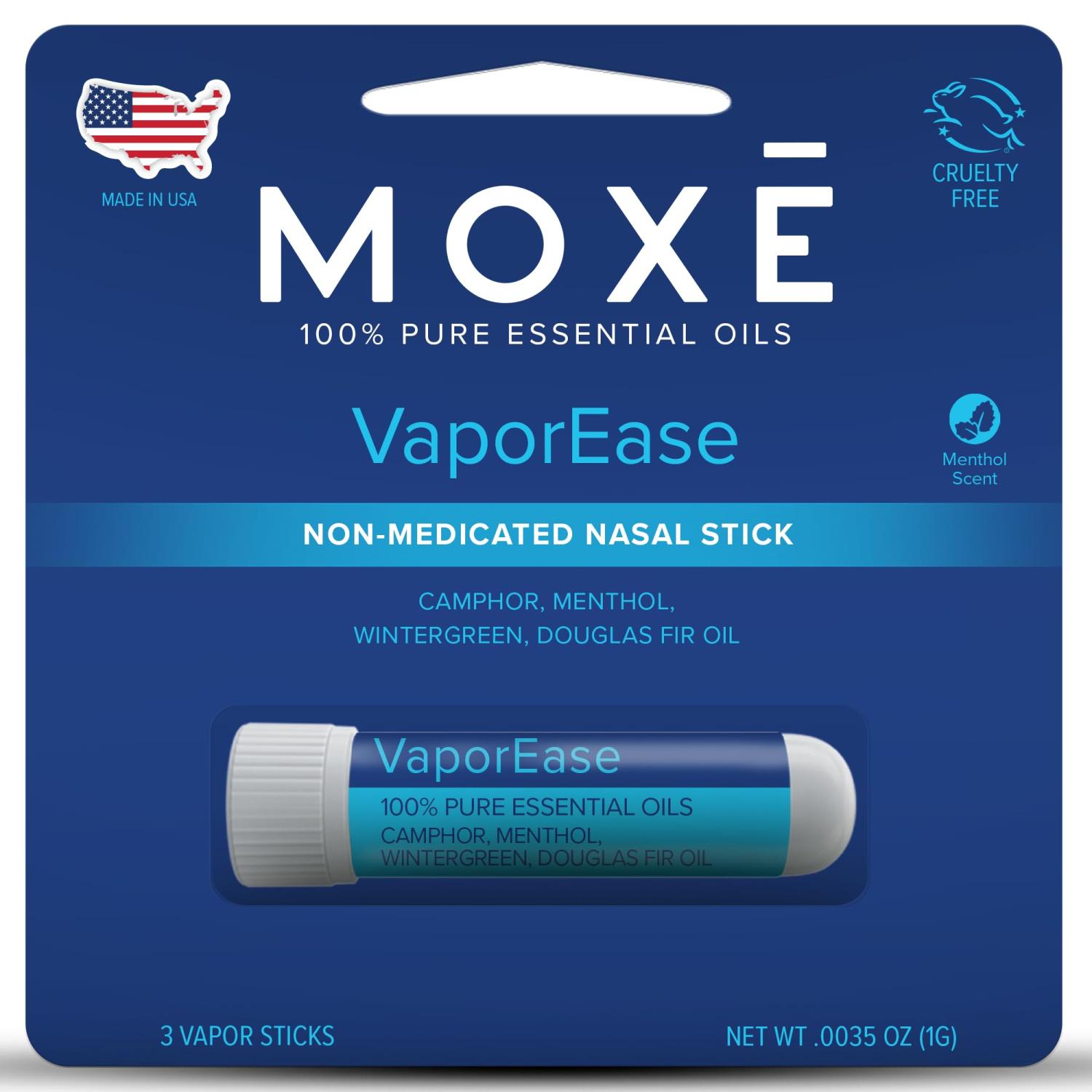 MOXE VaporEase Portable Nasal Inhaler | Non-Medicated Menthol Vapors ...